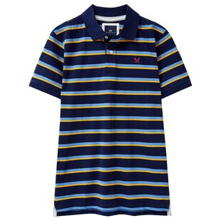 CrewClothingCo. Mens Stripe Polo (Navy/White) | Sportpursuit.com