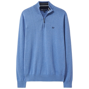 Crew Clothing Co. Mens 1/2 Zip Neck Fine Cotton Pullover (Copper/Blue