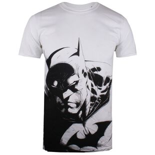 DC Comics Mens Batman Scowl T-Shirt (White) | Sportpursuit.com