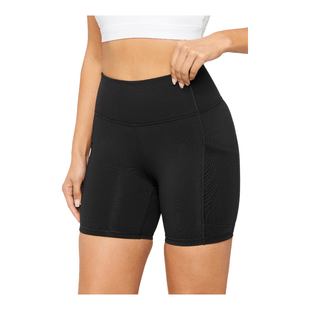 Fabletics Womens On The Go 6 Tight Shorts (Black) | Sportpursuit.com