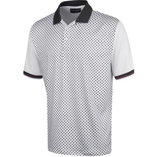 Island Green Golf Mens Diamond Print Polo (White) | Sportpursuit.com
