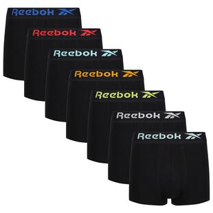 Reebok Mens Everyday Boxers (7 Pack - Black/Multi Colour Branding) | S