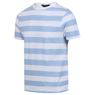 Regatta Mens Ryeden T-Shirt (White/Lake Blue Stripe) | Sportpursuit.co