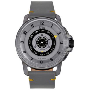 Reign Mens Monarch Automatic Domed Leather Band Watch (Gunmetal/Grey)
