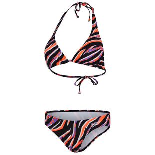 Speedo Womens Allover Triangle Swimwear (Black/Red) | Sportpursuit.com