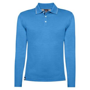 Rewoolution Mens Pure Merino Long Sleeve Polo (Process Blue) | Sportpu