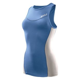2XU Womens Elite Compression Tri Singlet (Pacific Blue/Pebble Grey)