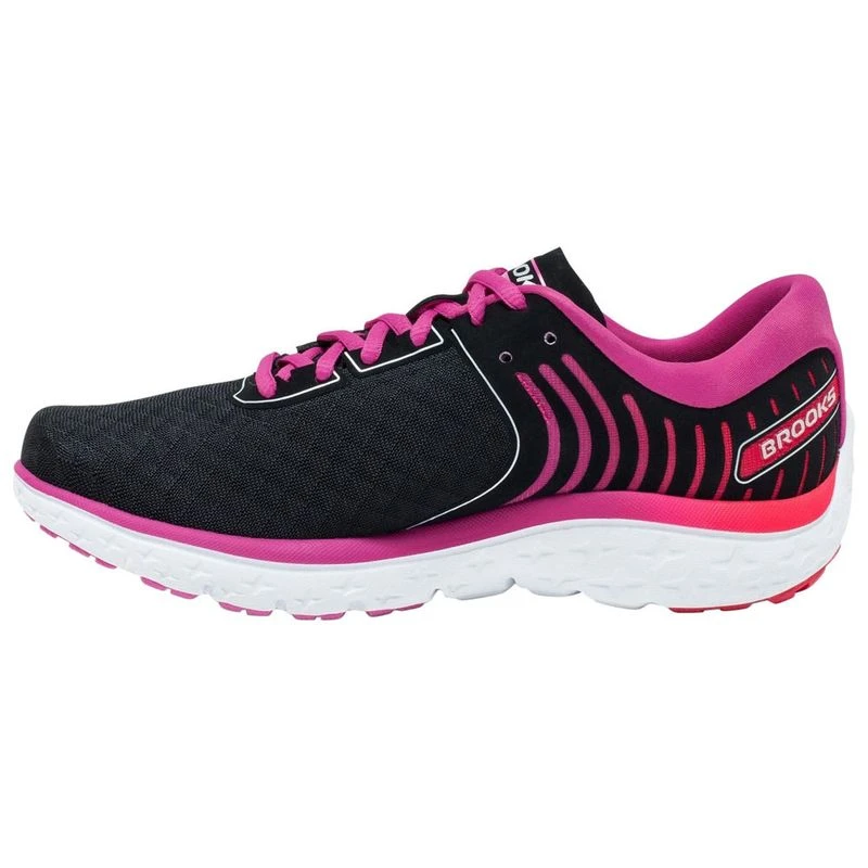 Brooks Womens PureFlow 6 Shoes (Black/Rose/Violet) | Sportpursuit.com