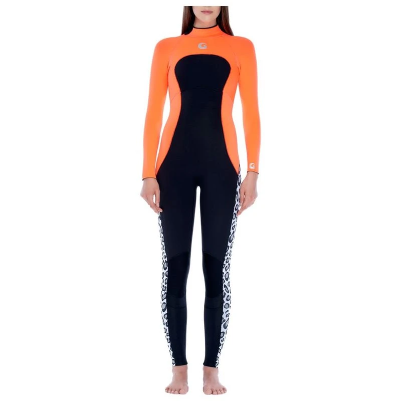 Glidesoul Womens 3/2mm Wetsuit (Leopard/Black/Peach) | Sportpursuit.co