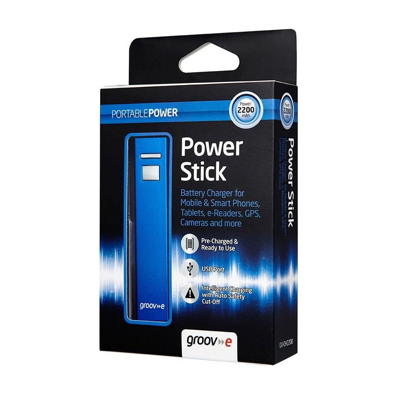 Groov-e Portable Power Stick Charger (Blue) | Sportpursuit.com