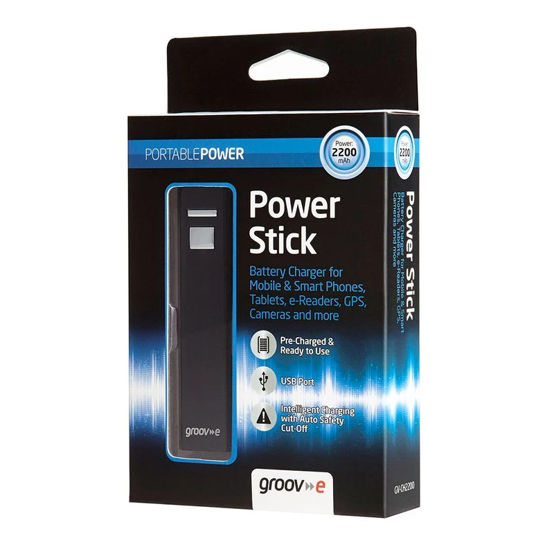 Groov-e Portable Power Stick Charger (Black) | Sportpursuit.com