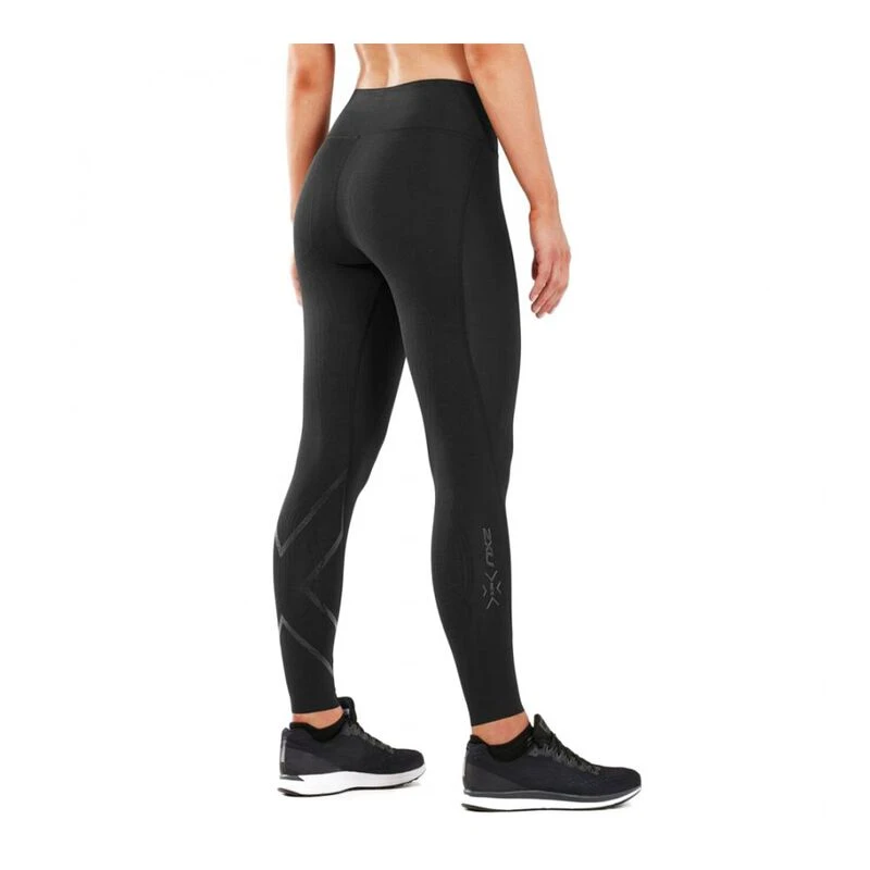 2XU Womens Force Mid-Rise Compression Tights (Black/Nero) | Sportpursu