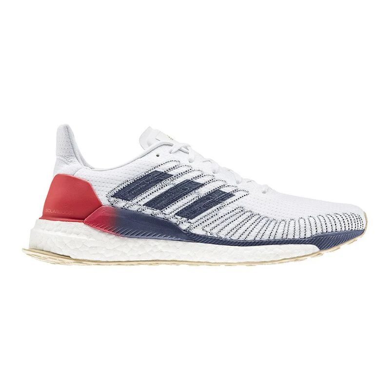 Adidas Mens Solar Boost 19 Running Shoes (White/Tech Indigo/Scarle)