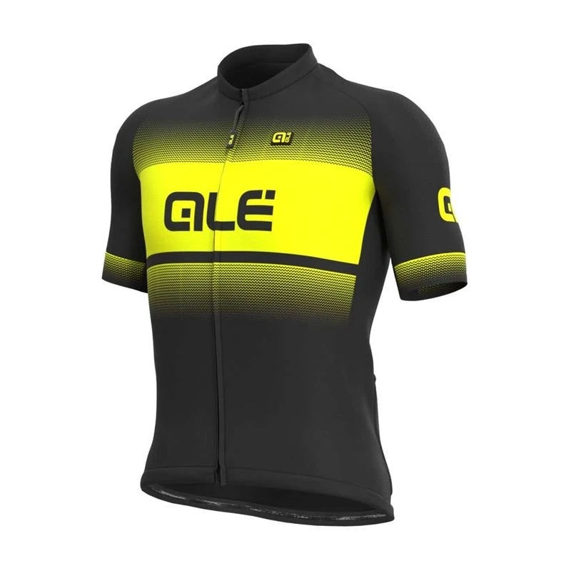Ale Mens Solid Blend Jersey (Black/Fluo Yellow) | Sportpursuit.com