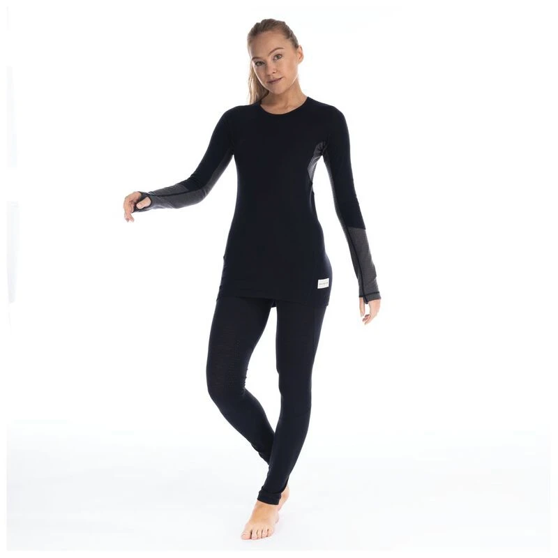 Artilect Womens Goldhill 125 Merino Blend Zoned Crew Baselayer (Black/