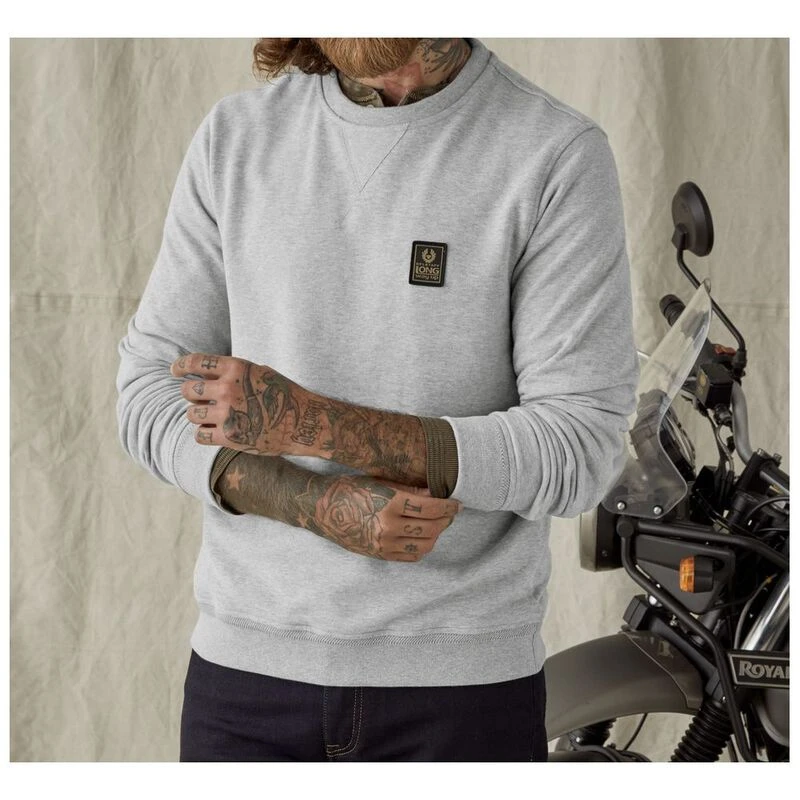 Belstaff Mens Long Way Up Crew Neck Sweatshirt (Grey Melange) | Sportp
