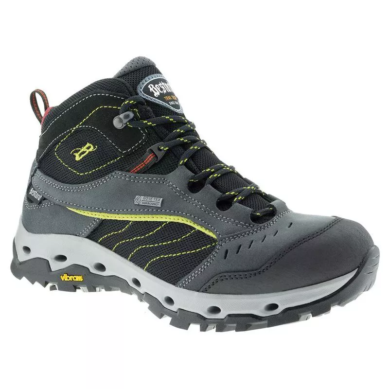 Bestard Mens Space Mid GTX Boots (Grey/Black/Lime) | Sportpursuit.com