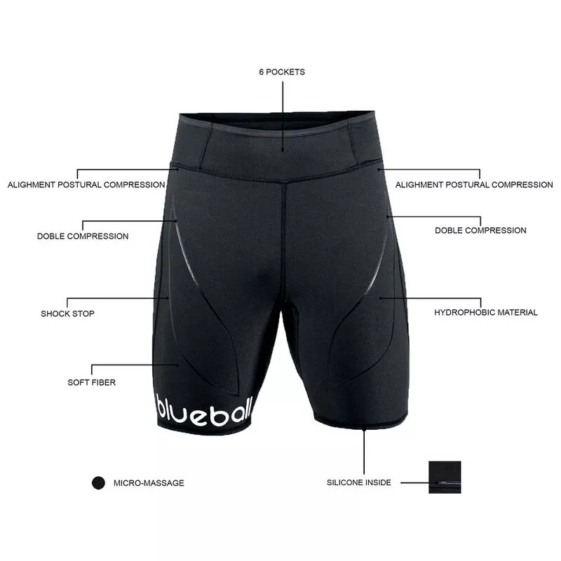 Blueball Mens Compression Shorts With Pockets (Black) | Sportpursuit.c