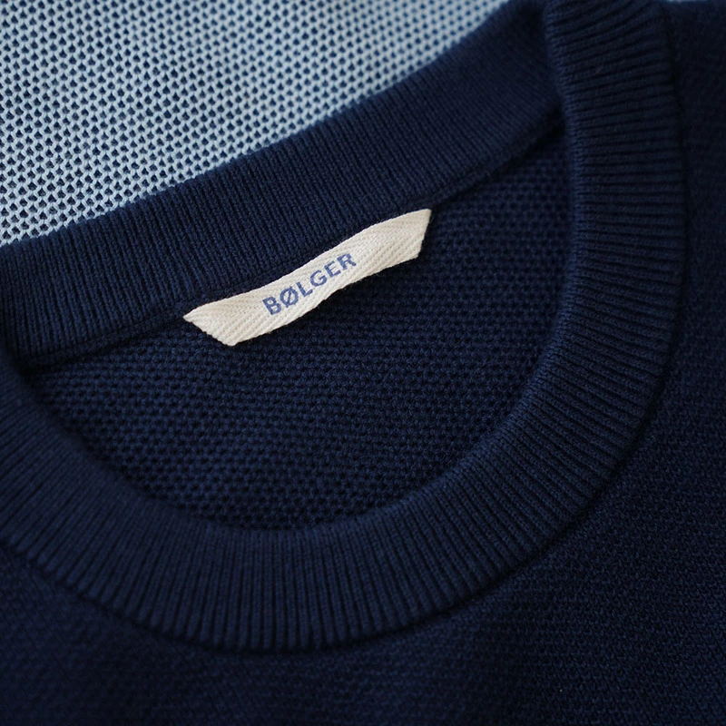 Bolger Mens Alesund Merino Blend Sweater (Navy/Ice Blue Melange) | Spo