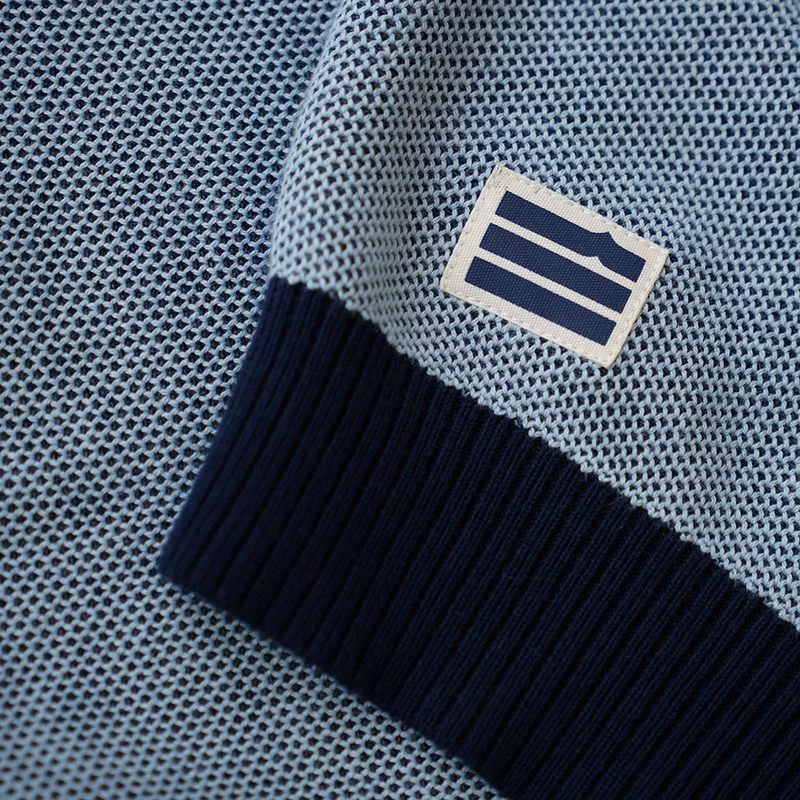 Bolger Mens Alesund Merino Blend Sweater (Navy/Ice Blue Melange) | Spo