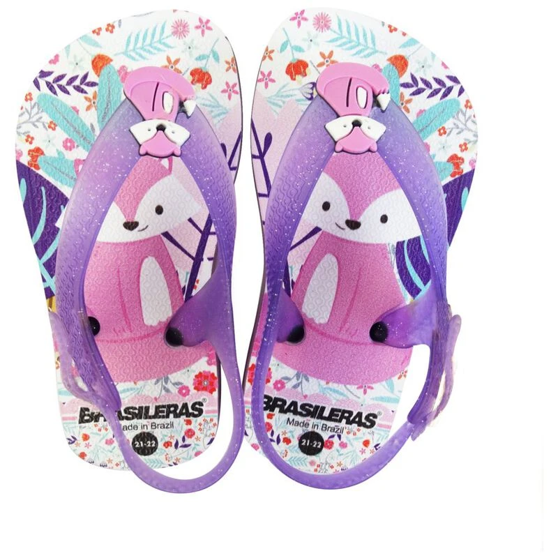 Brasileras Printed 20 Baby Fox Flip Flops (Purple) | Sportpursuit.com