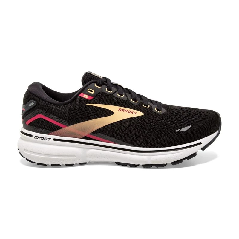 Brooks Womens Ghost 15 Moyenne Running Shoes (Black/Orange/Raspberry)