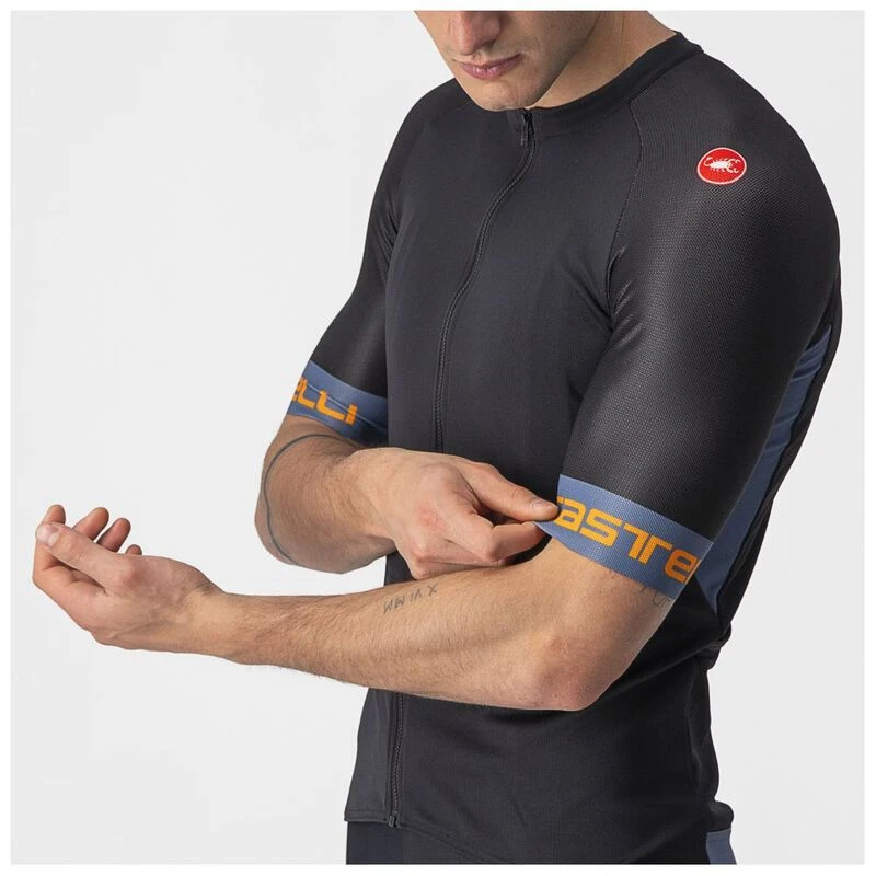 Castelli Mens Entrata VI Jersey (Light Black/Light Steel Blue/Pop Oran