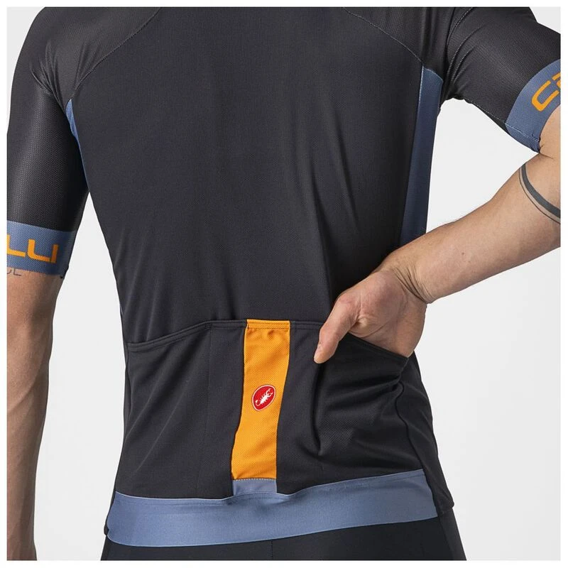 Castelli Mens Entrata VI Jersey (Light Black/Light Steel Blue/Pop Oran