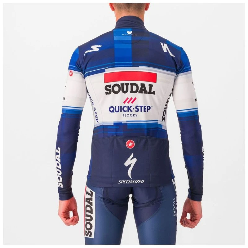 Castelli Mens Quick Step LS Thermal Jersey (Dark Blue/White) | Sportpu