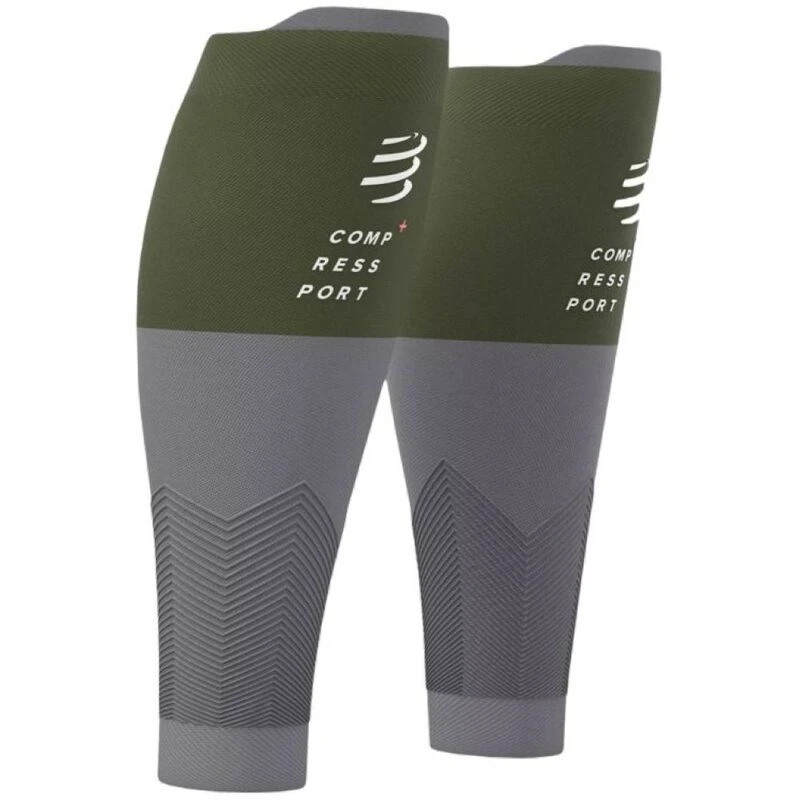 Compressport R2v2 Leg Warmers (RF Green/Steel Grey) | Sportpursuit.com