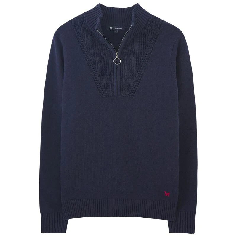 Crew Clothing Co. Womens Zip Neck Knit Pullover (Navy) | Sportpursuit.