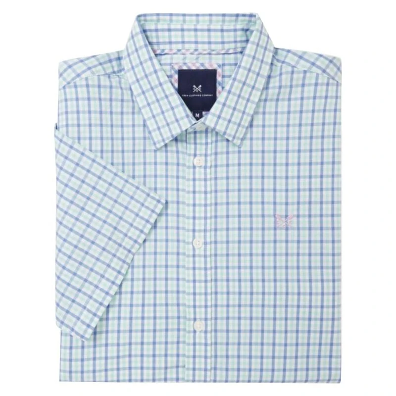 Crew Clothing Co. Mens Micro Check Shirt (Green/Blue/White) | Sportpur