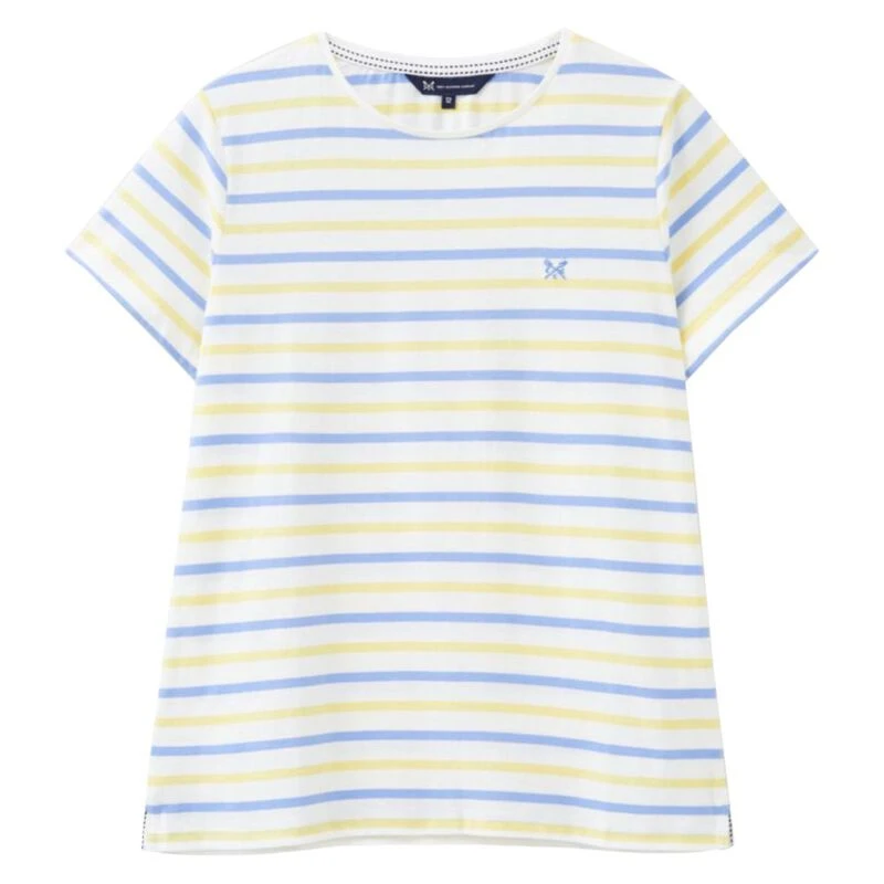 Crew Clothing Co. Womens Multi Stripe T-Shirt (White/Blue/Yellow) | Sp