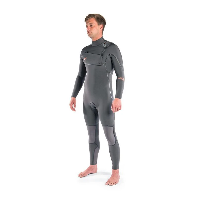 Dakine Mens Cyclone Chest Zip Full 4/3mm Wetsuit (Graphite/Orange) | S