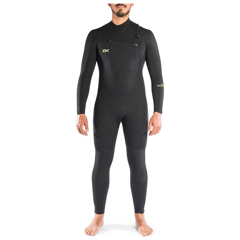 Dakine Mens Quantum Chest Zip Full 4/3mm Wetsuit (Black/Yellow) | Spor