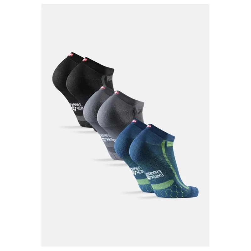 Danish Endurance Low Cut Running 3-Pack Socks (Black/Blue/Neon) | Spor