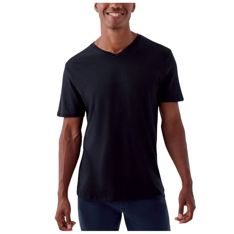 DanishEndurance Mens Modal V Neck T-Shirt (2 Pack - Jet Black) | Sport