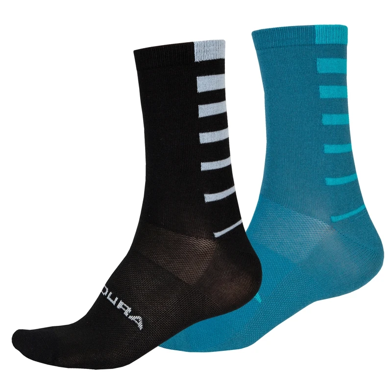 Endura Mens Coolmax Stripe Socks (Black/Blue) | Sportpursuit.com