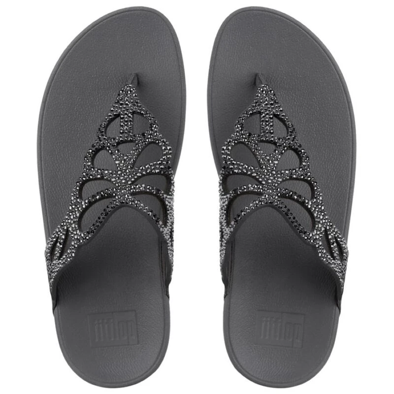 FitFlop Womens Bumble Crystal Toe Post Sandals (Pewter) | Sportpursuit