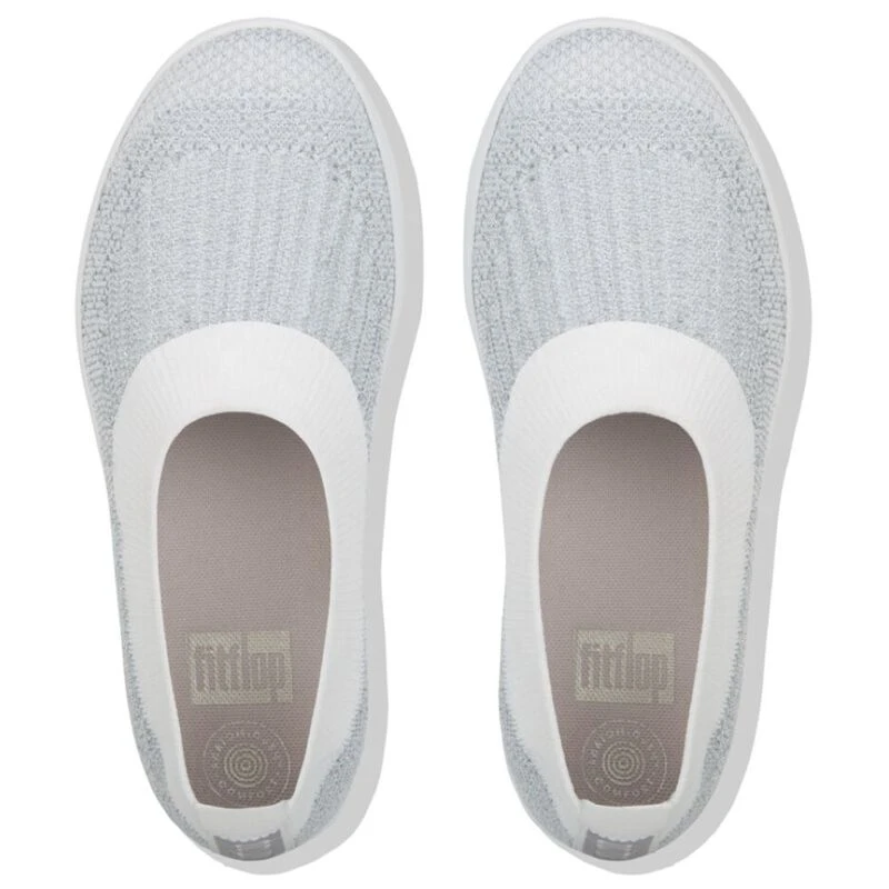 FitFlop Womens Uberknit TM Slip On Ballerinas (Metallic Silver/Urban W