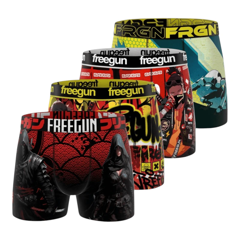 Freegun Boxers Manga Comics x4 Homme (Rouge/Noir/Jaune) | privatesport