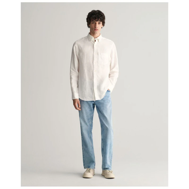 Gant Chemise Regular Linen Homme (Blanc) | privatesportshop.fr