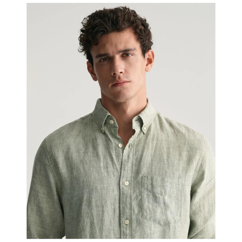 Gant Chemise Regular Linen Homme (Vert) | privatesportshop.fr
