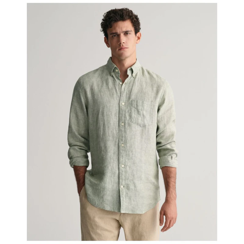 Gant Chemise Regular Linen Homme (Vert) | privatesportshop.fr