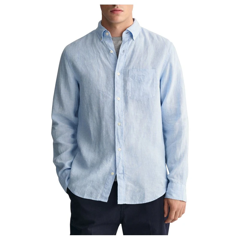 Gant Chemise Regular Linen Homme (Bleu) | privatesportshop.fr