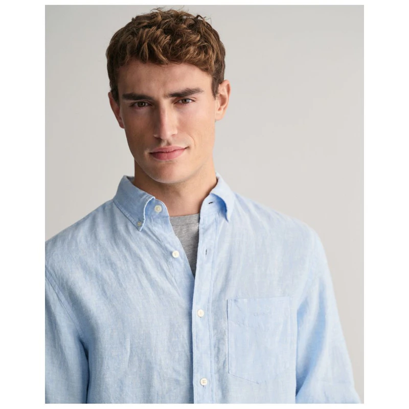 Gant Chemise Regular Linen Homme (Bleu) | privatesportshop.fr