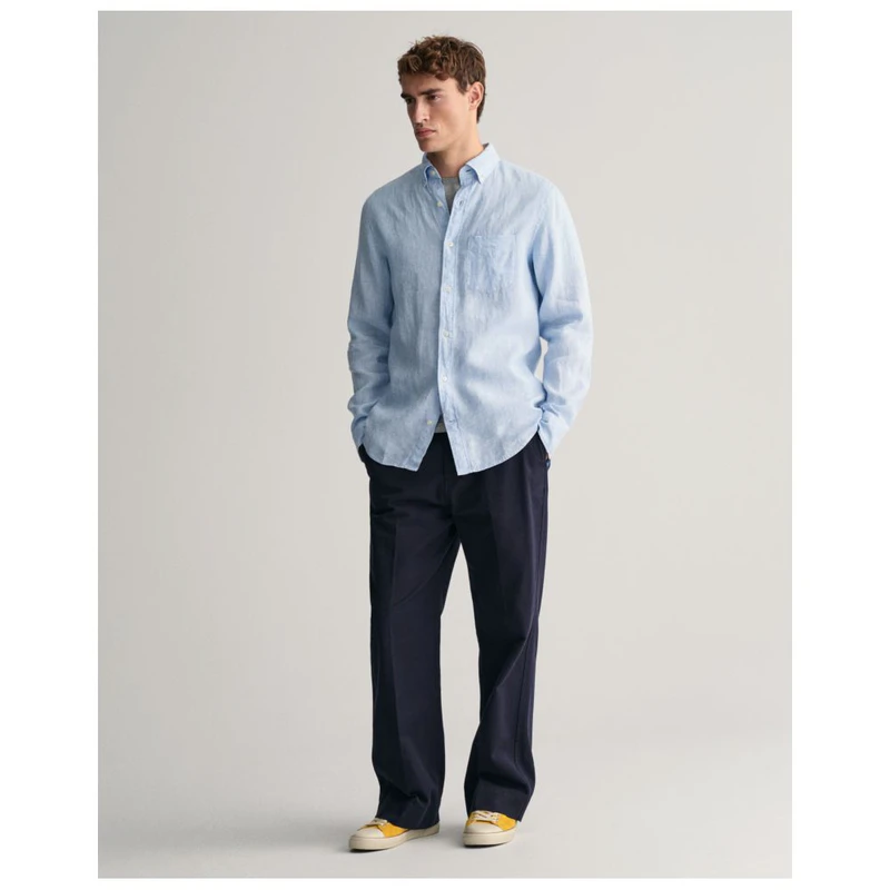Gant Chemise Regular Linen Homme (Bleu) | privatesportshop.fr
