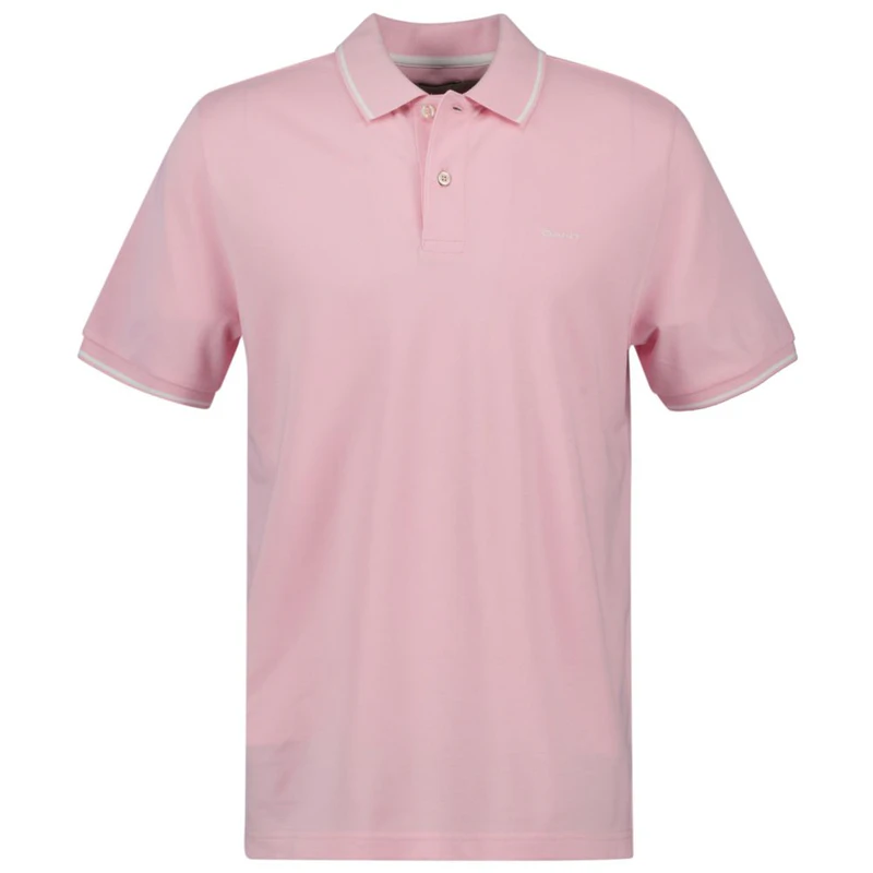 Gant Mens Tipping SS Pique Polo Shirt (California Pink) | Sportpursuit