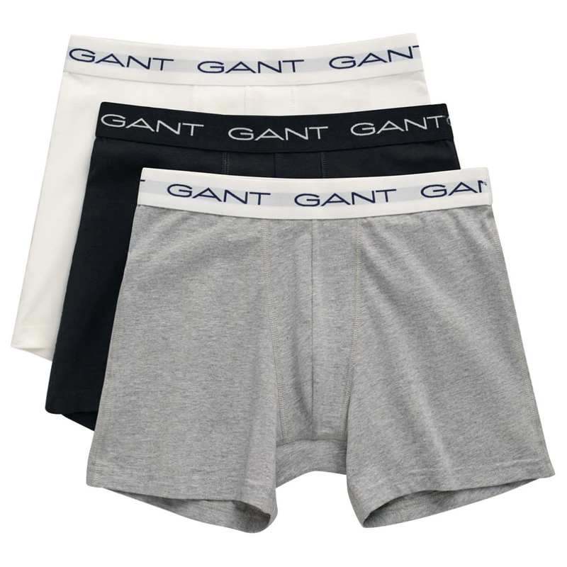 Gant Mens Classic 3-Pack Boxer Underwear (Grey Melange) | Sportpursuit