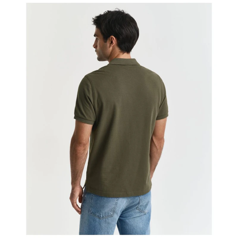 Gant Mens Regular Shield Pique Polo Shirt (Juniper Green) | Sportpursu